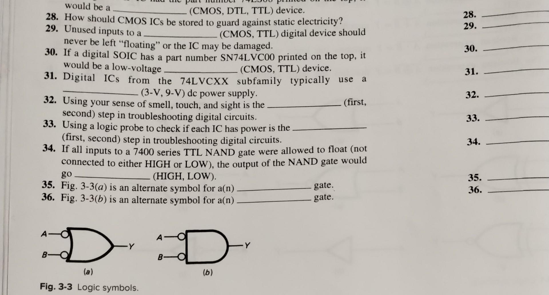 Solved would be a (CMOS, DTL, TTL) device. 28. How should | Chegg.com