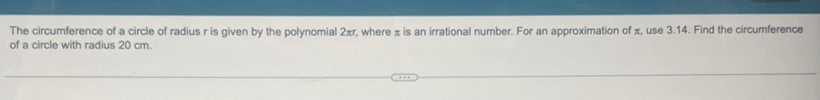 Solved The circumference of a circle of radius r ﻿is given | Chegg.com