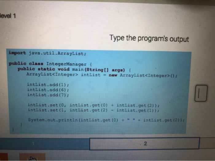 Solved level 1 Type the program's output import | Chegg.com