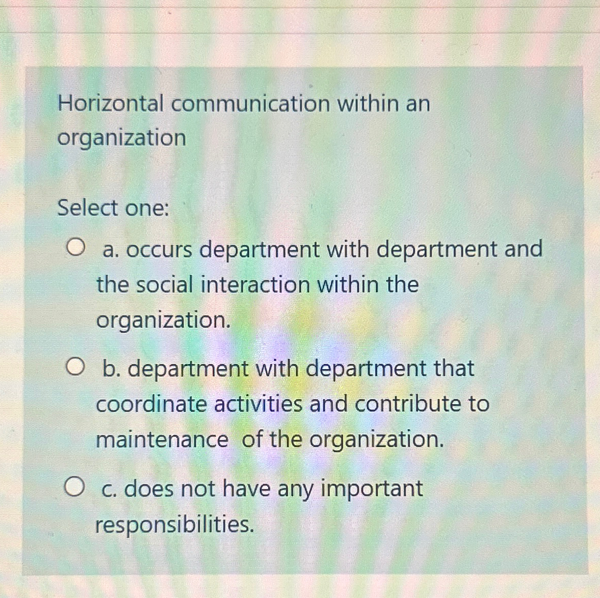Solved Horizontal communication within an organizationSelect | Chegg.com
