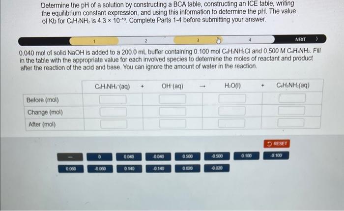 Solved Determine the pH of a solution by constructing a BCA | Chegg.com