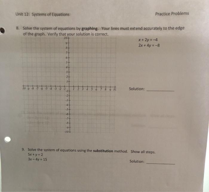 Solved Unit 12: Systems of Equations Practice Problems 8. | Chegg.com