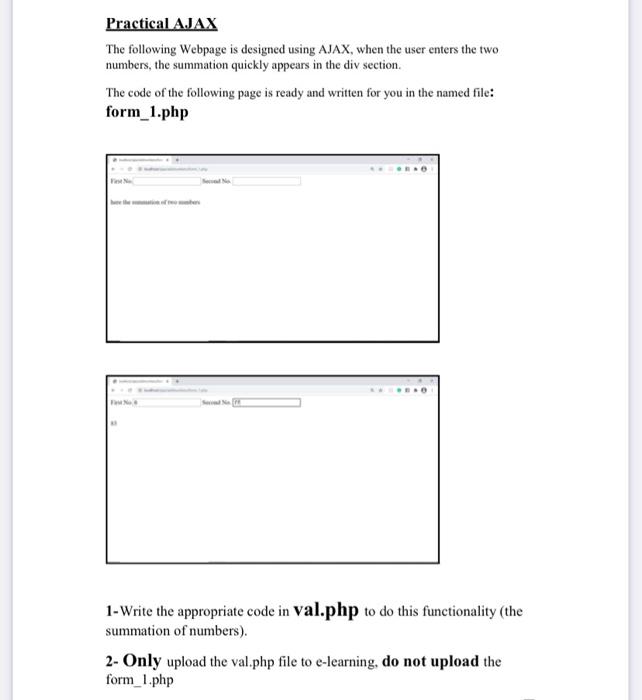 Solved Practical AJAX The following Webpage is designed | Chegg.com