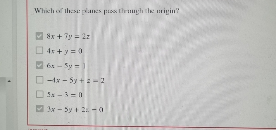 Solved Which of these planes pass through the | Chegg.com