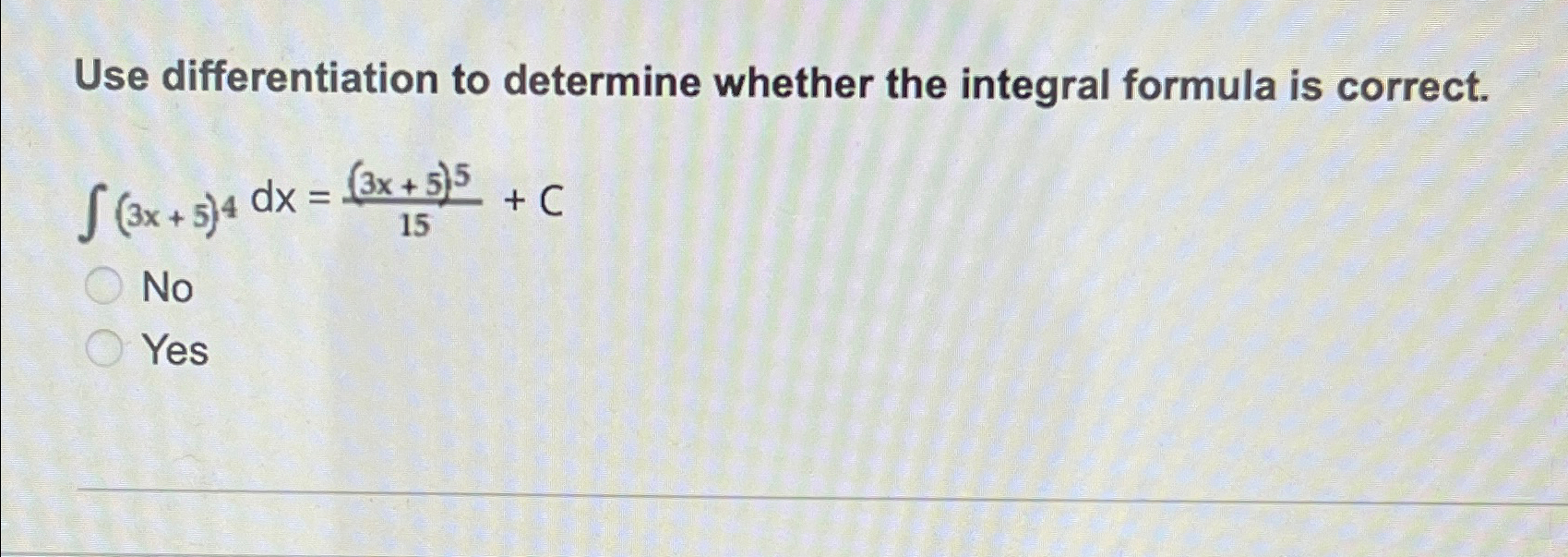 Solved Use differentiation to determine whether the integral | Chegg.com