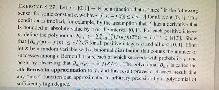 Solved Exercise 8 27 Let F [0 1]→r Be A Function That Is