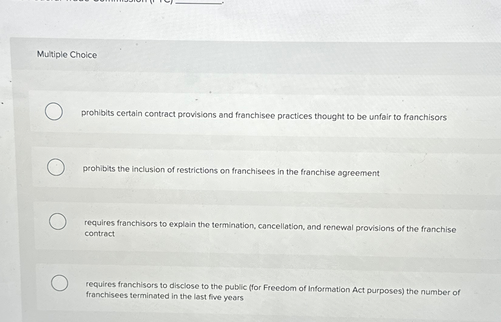 Solved Multiple Choiceprohibits certain contract provisions | Chegg.com