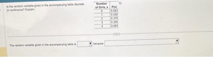 Solved Is the random variable given in the accompanying | Chegg.com