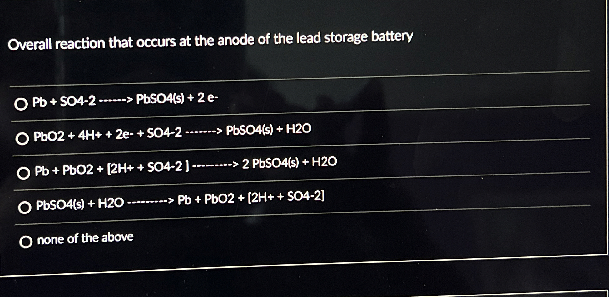 Solved Overall reaction that occurs at the anode of the lead | Chegg.com