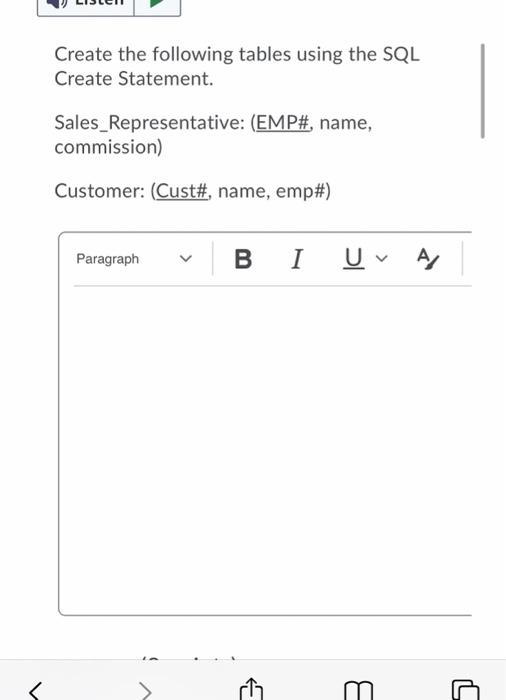 Solved Write an SQL statement to create a relation for the | Chegg.com