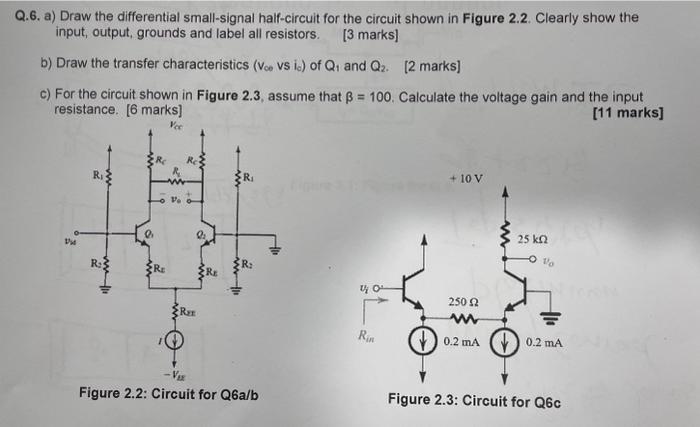 Solved Q.6. a) Draw the differential small-signal | Chegg.com