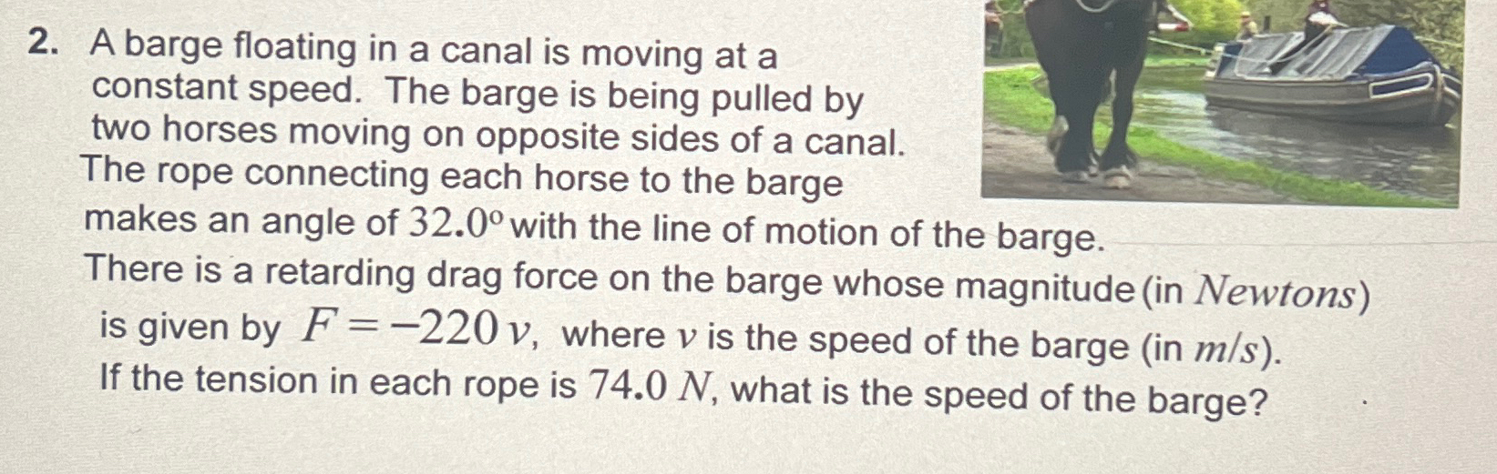 Solved A barge floating in a canal is moving at a constant | Chegg.com