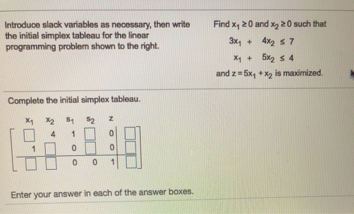 Solved Introduce slack variables as necessary, then write | Chegg.com