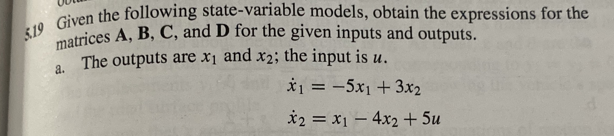 Solved $. 19 ﻿Given the following state-variable models, | Chegg.com