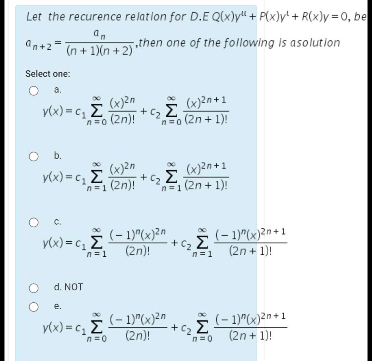 Solved Let the recurence relation for D.E | Chegg.com