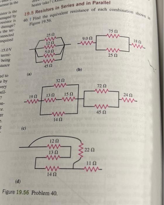 Solved 19.5 Resistors in Series and in Parallel 40. I Find | Chegg.com