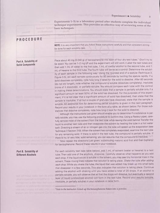 Solved Part One Introduction to Basic Laboratory Techniques | Chegg.com