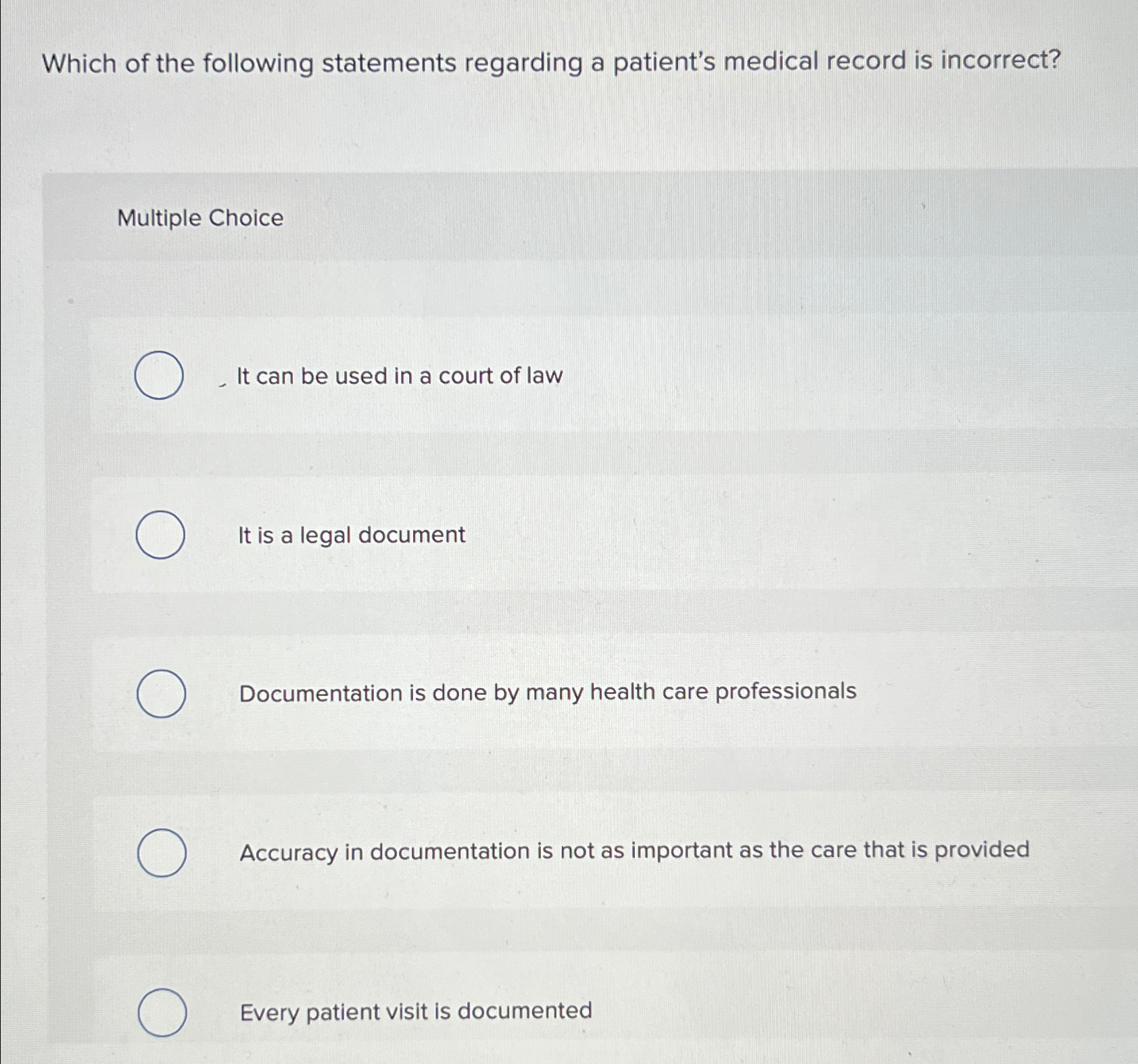 Solved Which of the following statements regarding a | Chegg.com