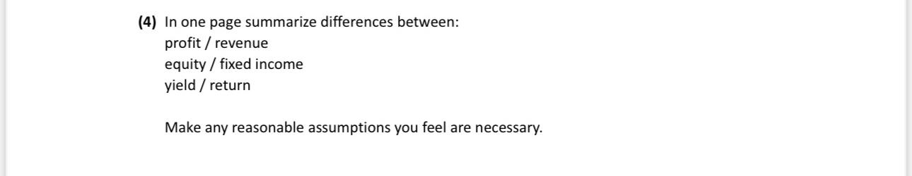 Solved (4) ﻿In one page summarize differences between:profit | Chegg.com