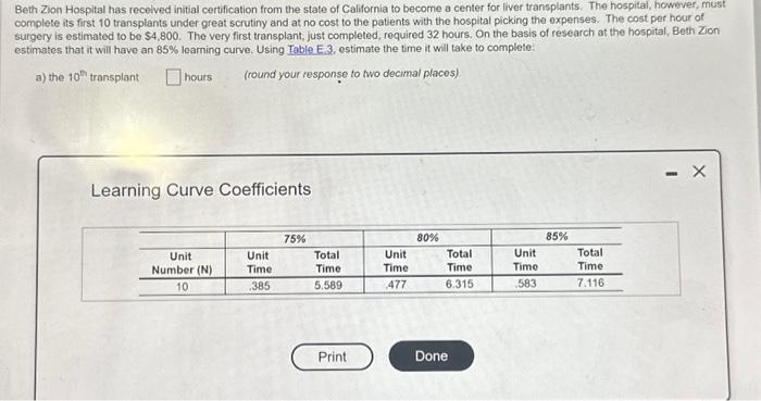 Solved Beth Zion Hospital has recelved initial certification | Chegg.com