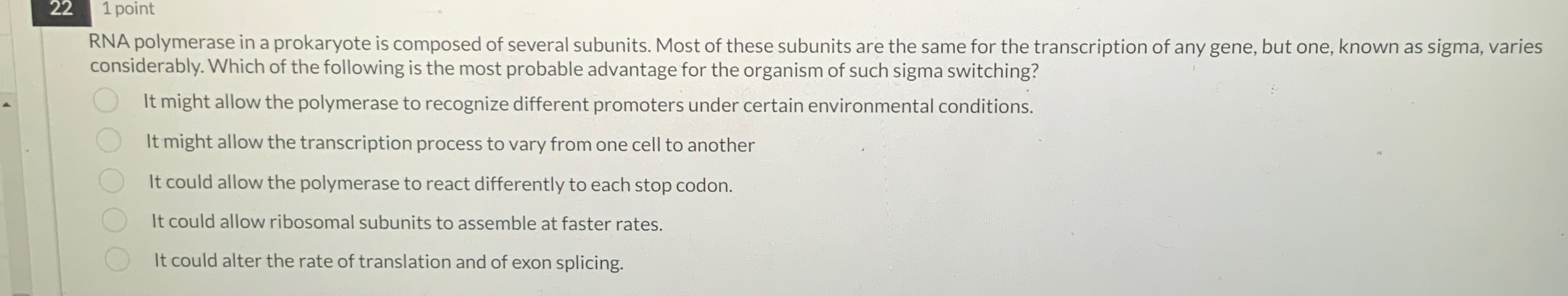 Solved 221 ﻿point RNA polymerase in a prokaryote is composed | Chegg.com