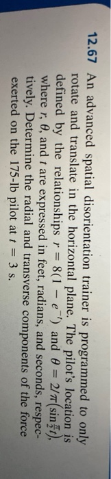 Solved 12.67 An advanced spatial disorientation trainer is | Chegg.com