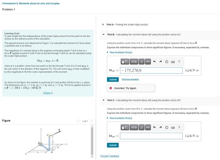 - Part A + Finaing the scalar triple product Learning | Chegg.com