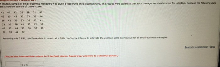 Solved random sample of small-business managers was given a | Chegg.com
