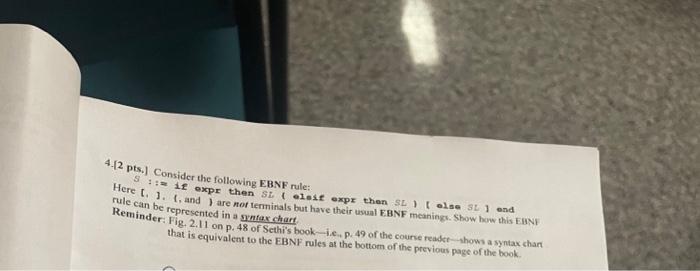 4. [2 pts.] Consider the following EBNF rule: Here [. | Chegg.com