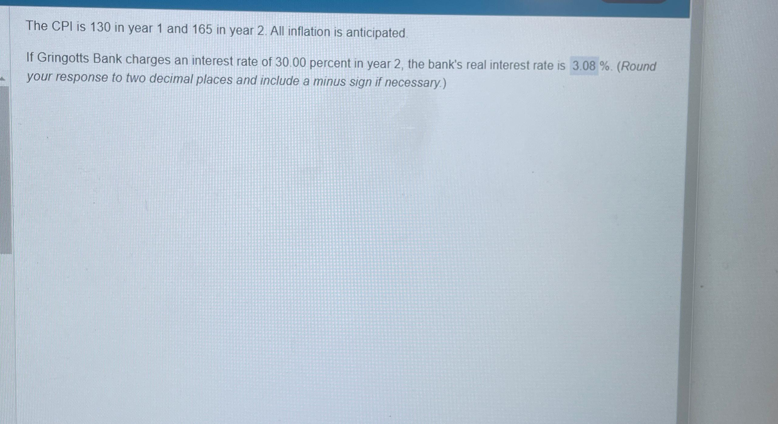 Solved The CPI is 130 ﻿in year 1 ﻿and 165 ﻿in year 2. ﻿All | Chegg.com
