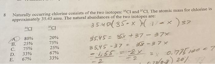 Solved Naturally occurring chlorine consists of the two | Chegg.com