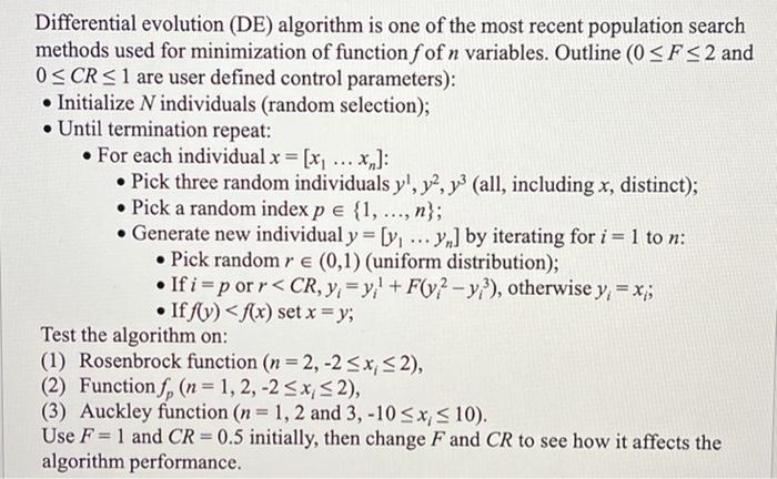 Differential evolution (DE) algorithm is one of the | Chegg.com