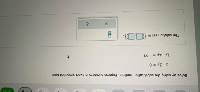 Solved 70 Solve by using the substitution method. Express | Chegg.com