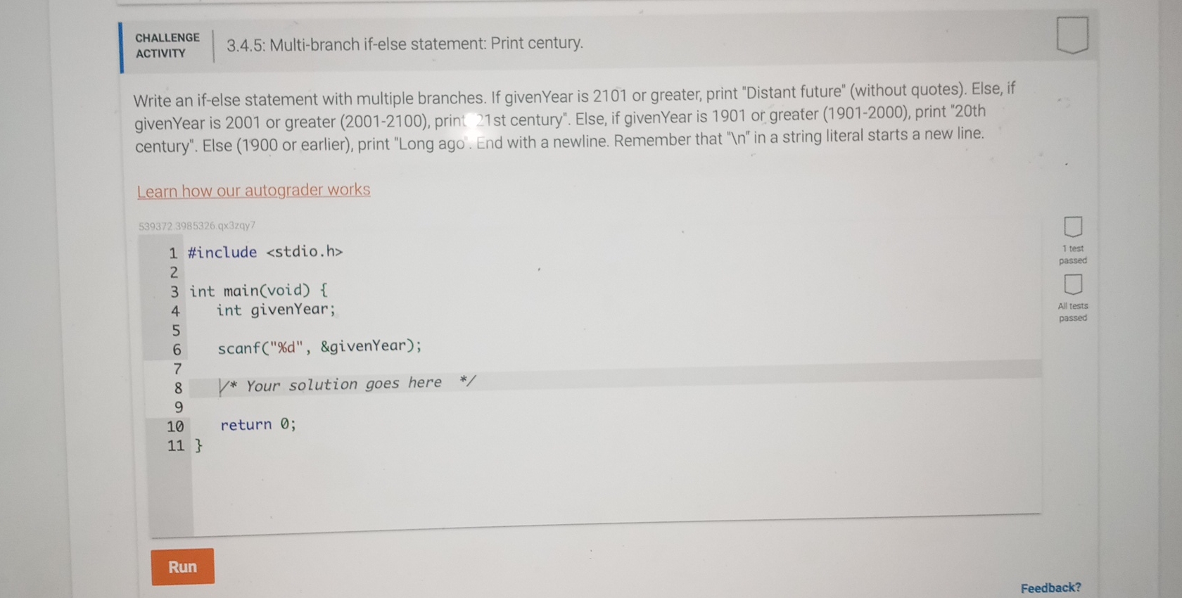 Solved CHALLENGEACTIVITY3.4.5: Multi-branch if-else | Chegg.com
