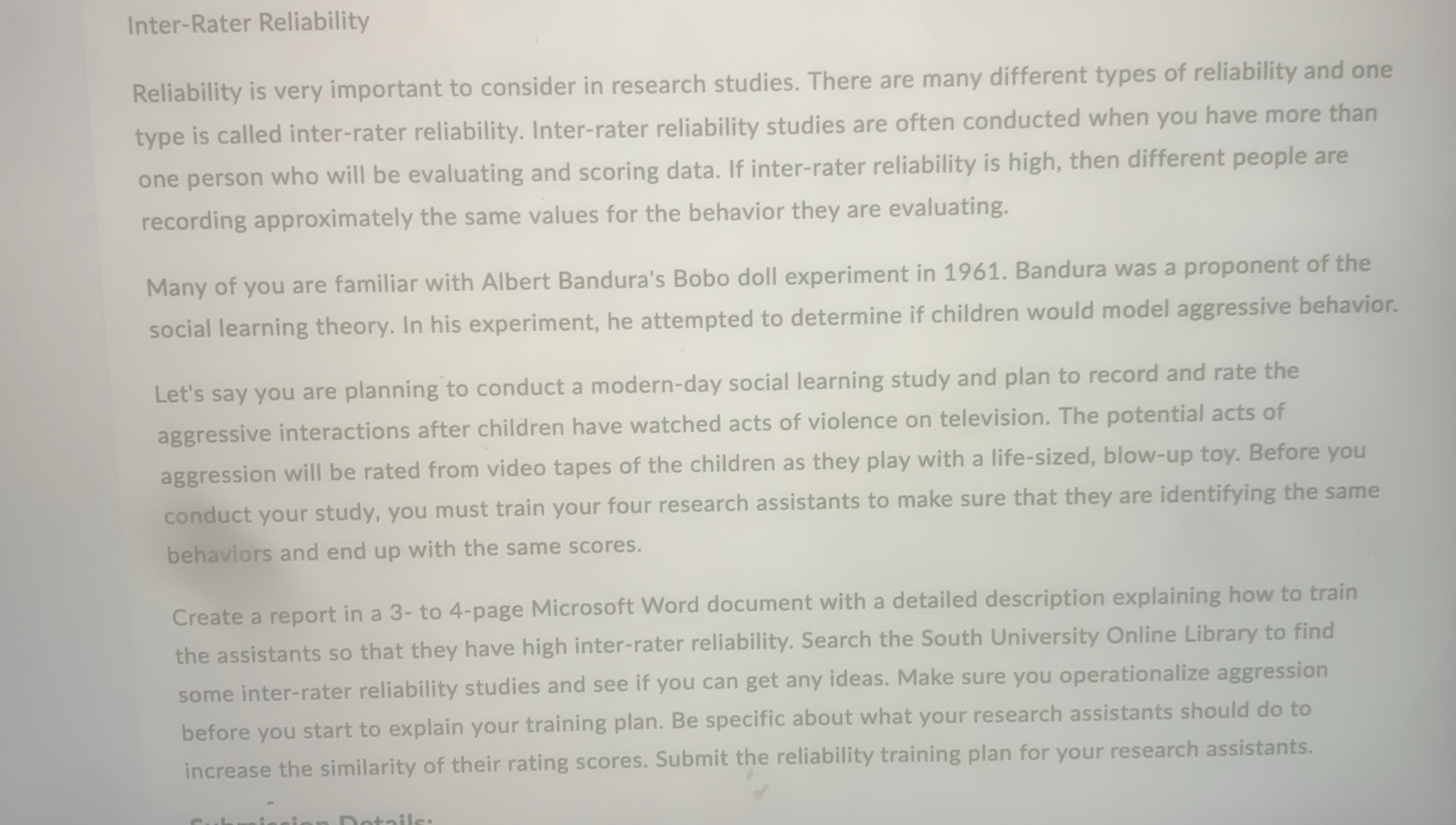 Solved Inter-Rater ReliabilityReliability is very important | Chegg.com