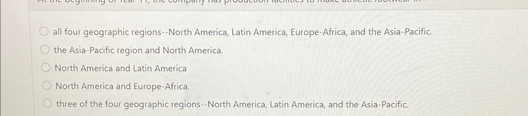 Solved all four geographic regions--North America, Latin | Chegg.com