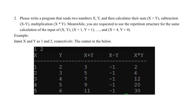 Solved 2. Please write a program that reads two numbers X, | Chegg.com