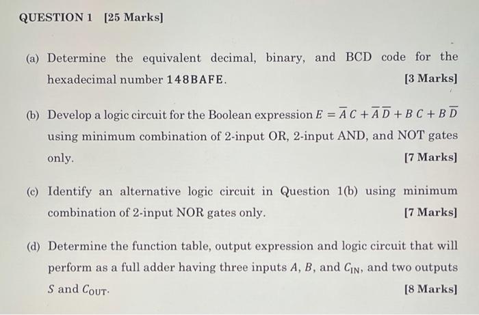 Solved QUESTION 1 [25 Marks] (a) Determine the equivalent | Chegg.com