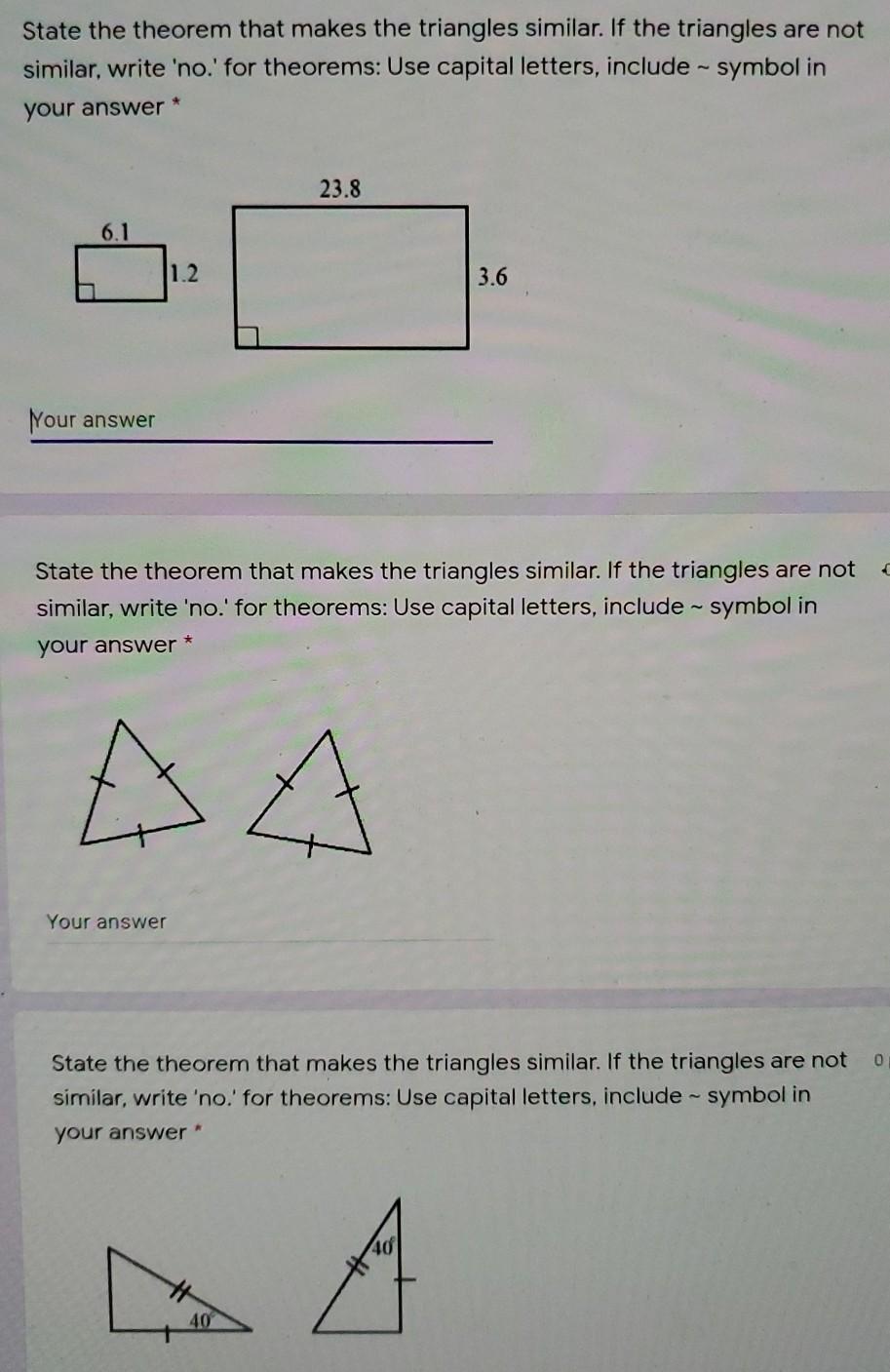 Solved State the theorem that makes the triangles similar. | Chegg.com