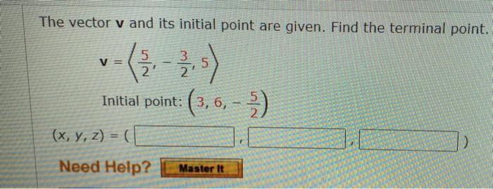 Solved The vector y and its initial point are given. Find | Chegg.com