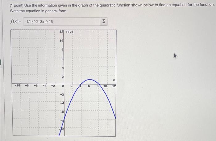 Solved (1 point) Use the information given in the graph of | Chegg.com