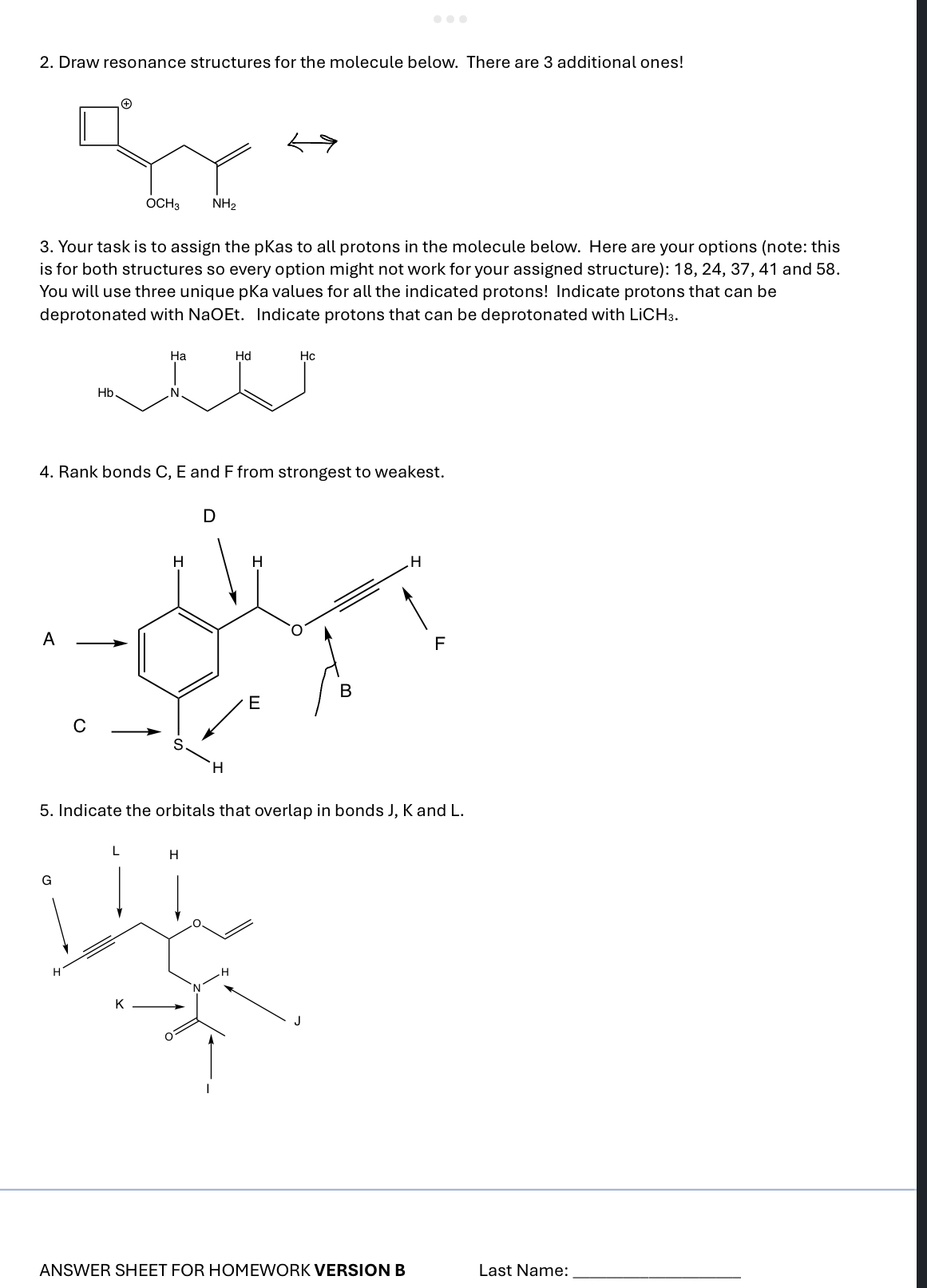 Draw resonance structures for the molecule below. | Chegg.com
