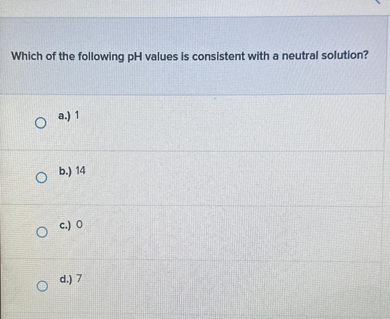 Solved Which of the following pH values is consistent with a | Chegg.com
