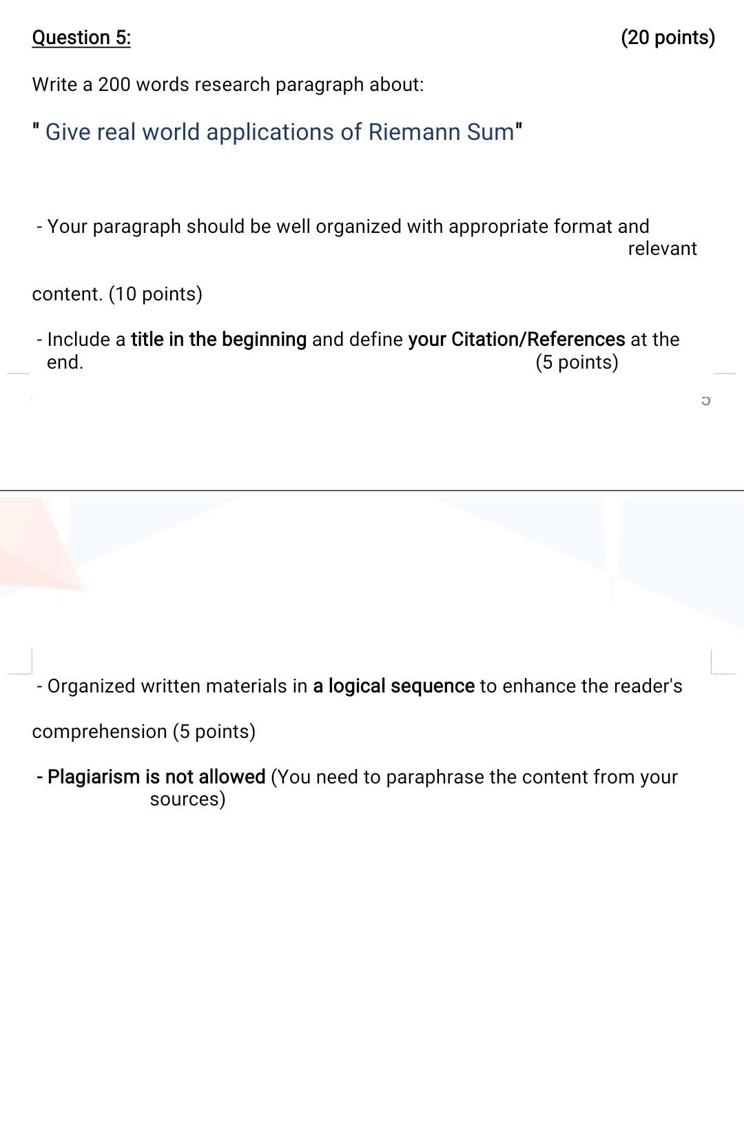 Question 5: (20 points) Write a 200 words research | Chegg.com