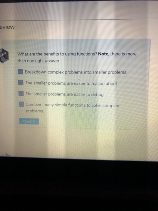 Solved eview What are the benefits to using functions? Note, | Chegg.com