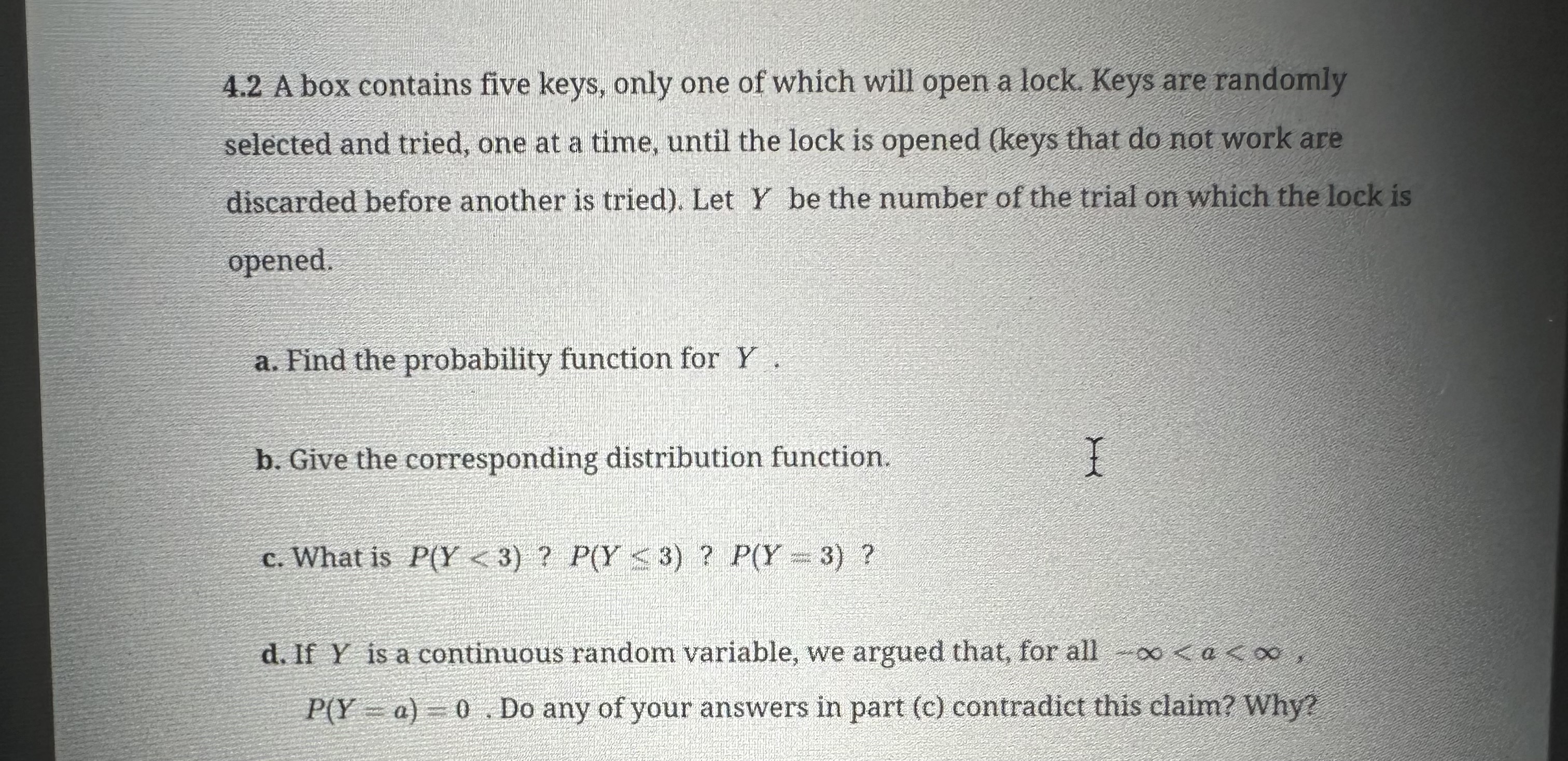 A box contains five keys, only one of which will open | Chegg.com