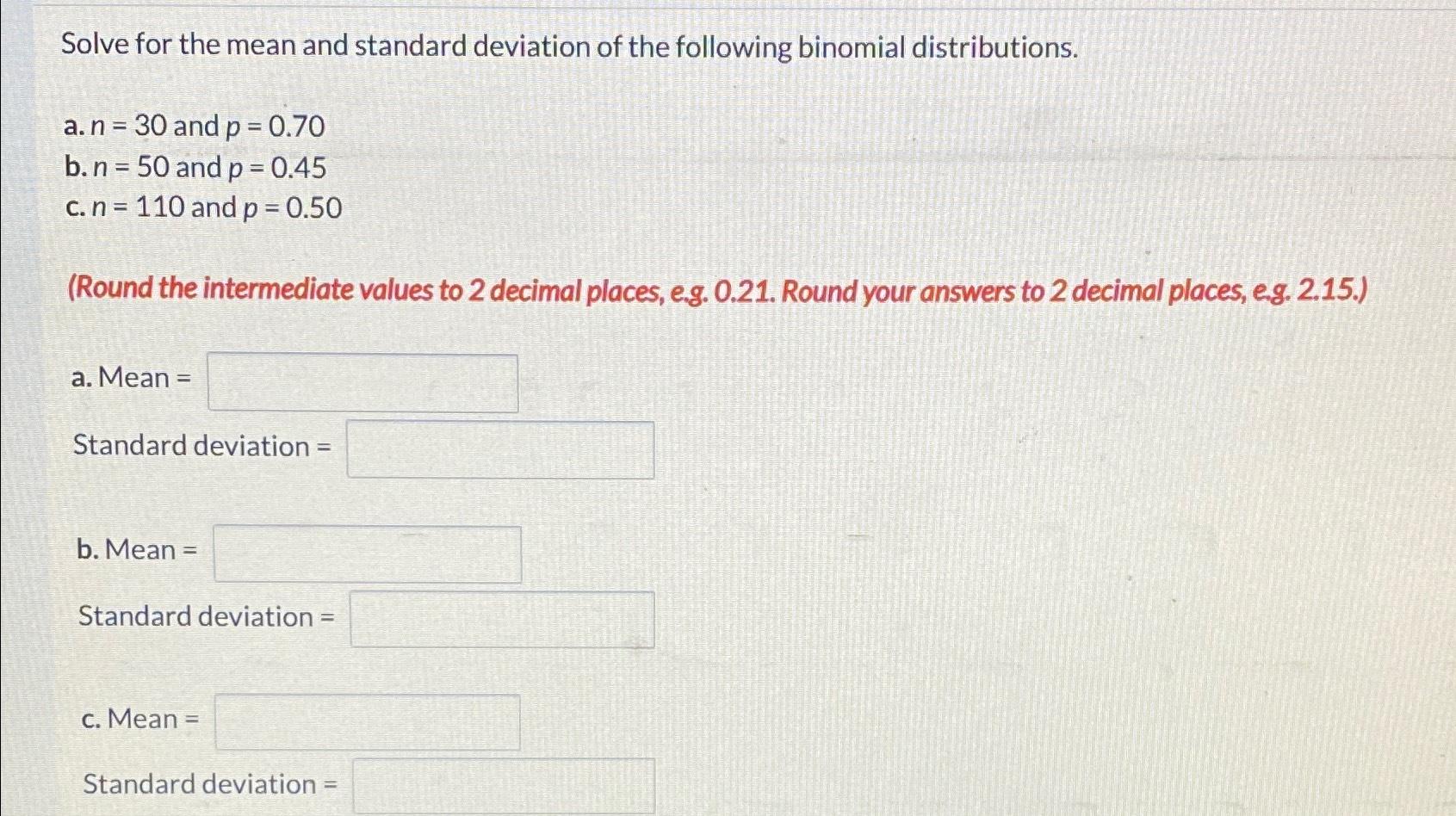 Solved Solve for the mean and standard deviation of the | Chegg.com