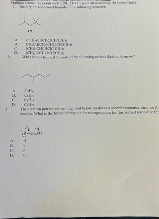 Solved Multiple Choice: (2 points each 1−20,21−251 point all | Chegg.com