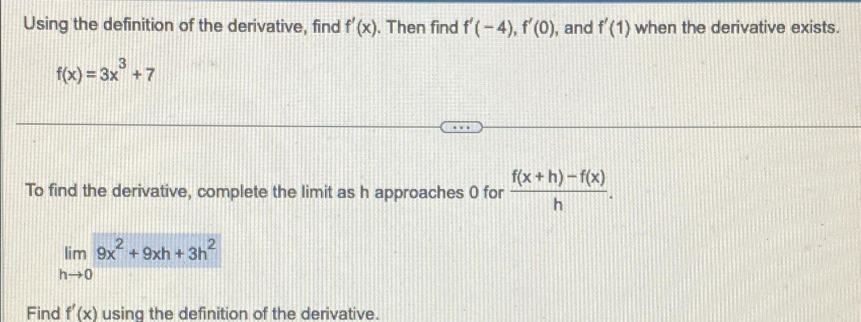 Solved Using the definition of the derivative, | Chegg.com