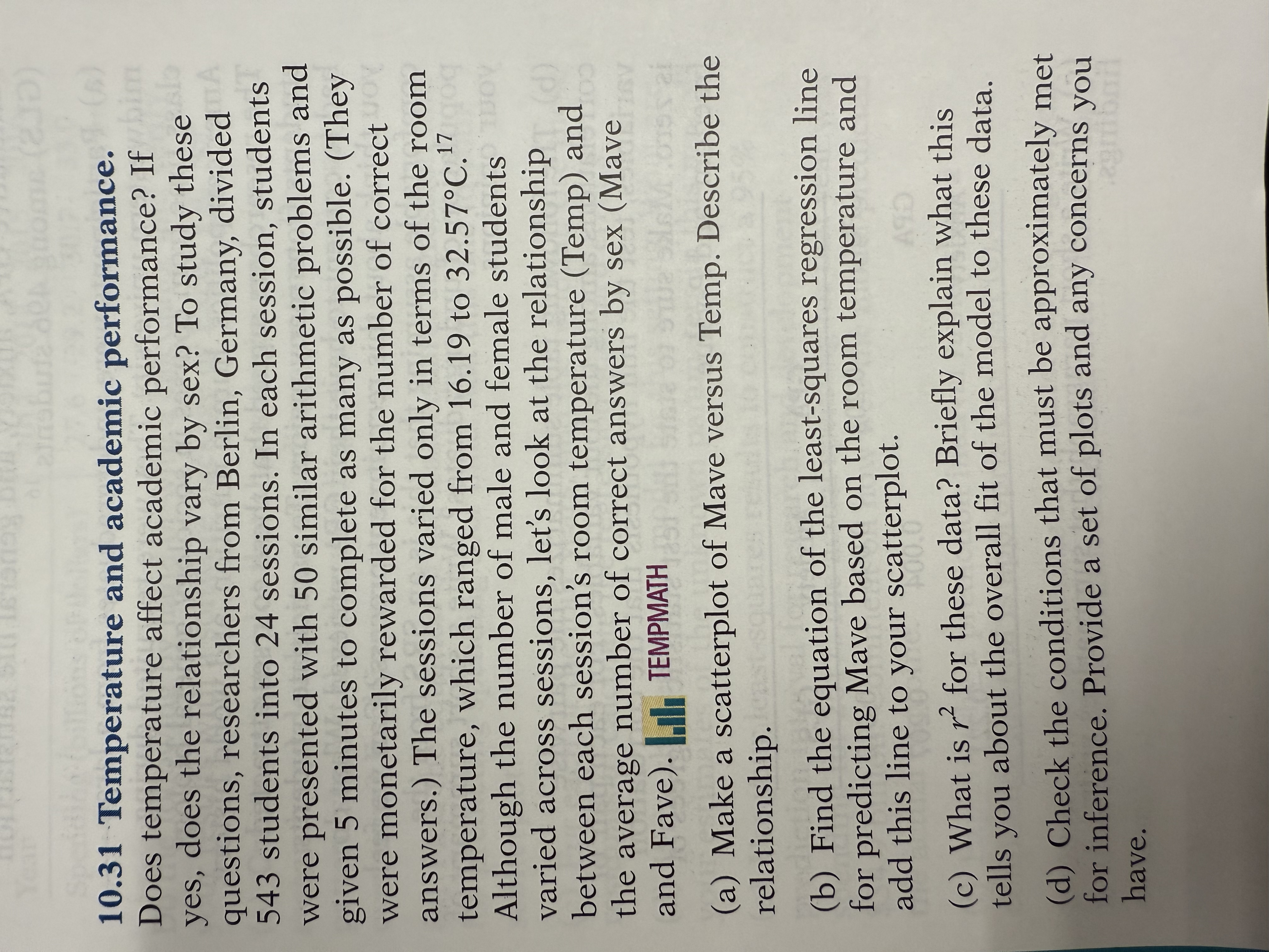 10.31 ﻿Temperature and academic performance. Does | Chegg.com